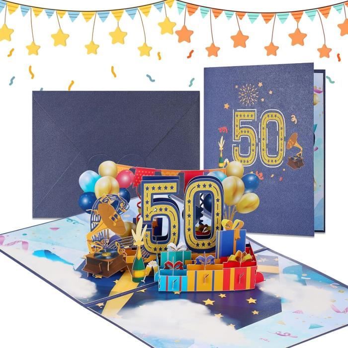 Carte Anniversaire De 50 Ans, 3D Cartes Cadeaux Anniversaire, Carte De ...