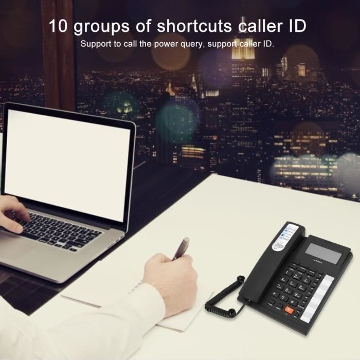 Fdit Téléphone à domicile de bureau à grands boutons avec identification de l'appelant à double ...