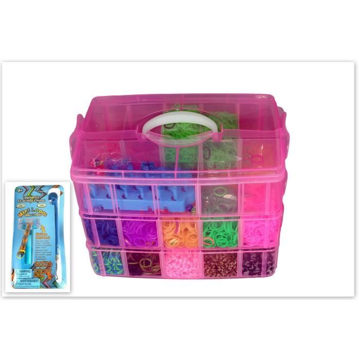 Kit Krazy loom boîte 10000 élastiques malette 3 étage pour crée vos ...
