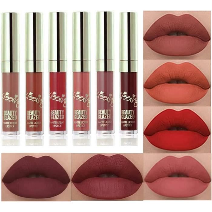 6 Couleur Set Rouge À Lèvres Liquide Mat,Longue Tenue Waterproof Liquid ...