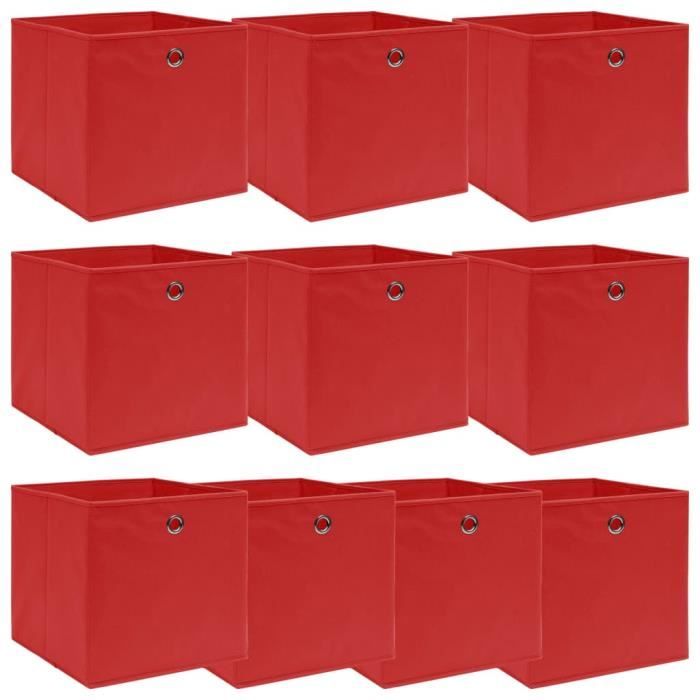 Boîtes de rangement 10 pcs Rouge 32x32x32 cm Tissu--LEB - Cdiscount Maison