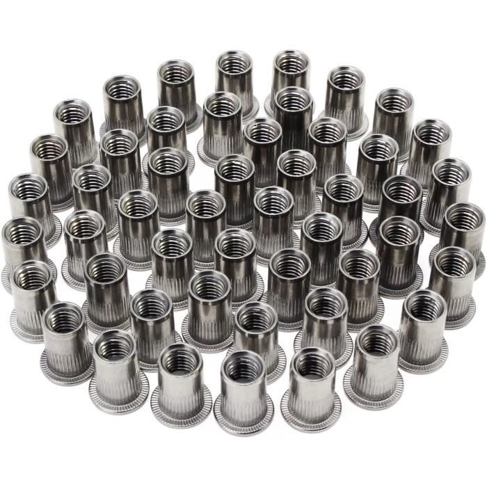 HSeaMall Rivet en acier inoxydable à tête plate fileté Rivets Nutsert ...