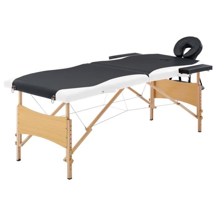 Table De Massage Pliable 2 Zones Bois Noir Et Blanc 110204 Cdiscount