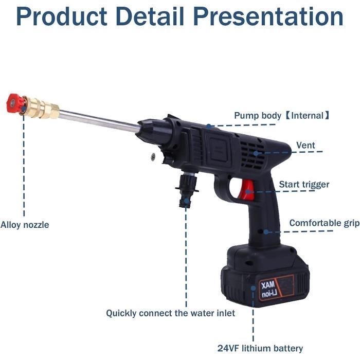 LIWI-Portable Sans Fil Nettoyeur Haute Pression, 25V- 30 Bar Ordinateur ...