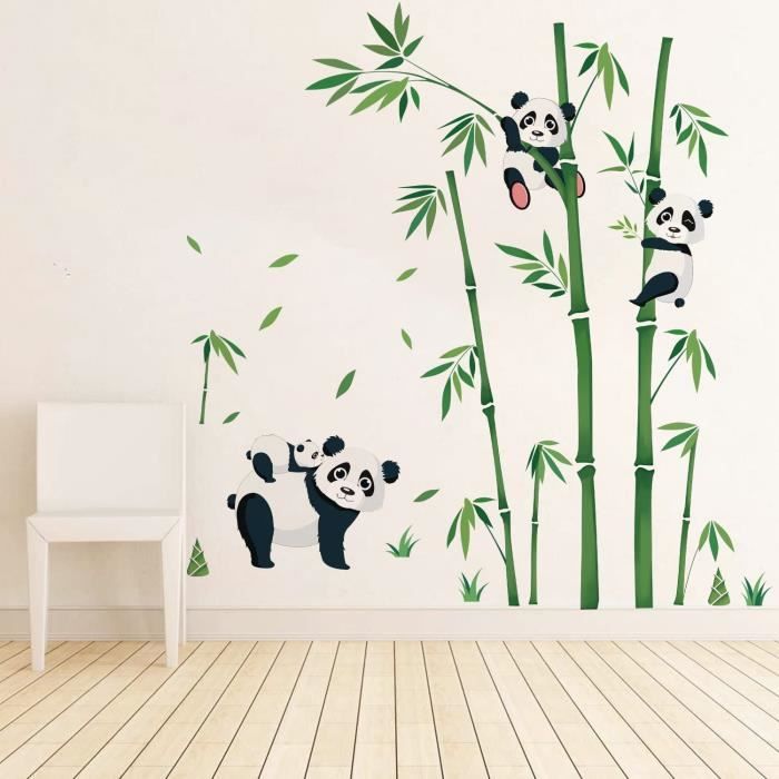 Autocollant mural panda animaux forêt de bambou pour chambre d'enfant ...