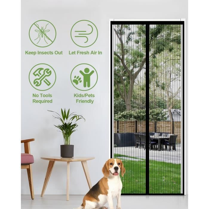 Auxmir Moustiquaire Porte Magnétique 100X210Cm Rideau Anti Mouche ...