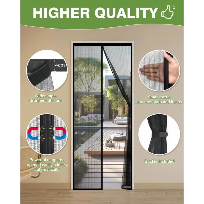 Auxmir Moustiquaire Porte Magnétique 100X210Cm Rideau Anti Mouche ...