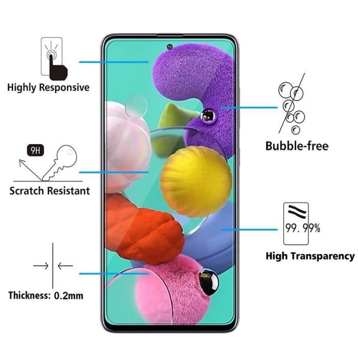 Pack de protection - VCOMP - Samsung Galaxy A51 - Coque Silicone Fibre ...