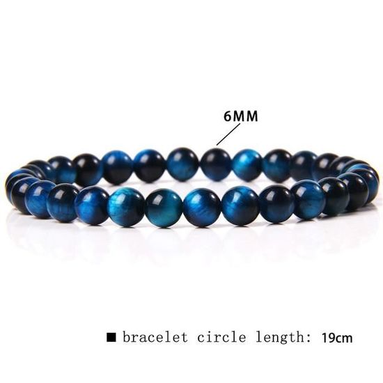 Bracelet,4.Tiger Eye-17cm--Bracelets en pierre naturelle bleue de 6MM pour femmes et hommes ...