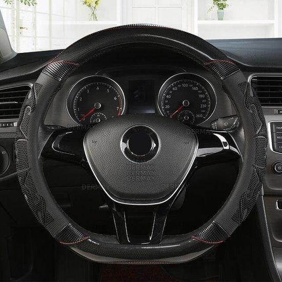 COUVRE-VOLANT,B D shape Black--Housse de volant en cuir Fiber de carbone, pour Nissan Qashqai ...