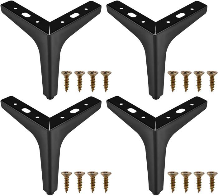 Lot de 4 Pieds de Canapé Metal 15 cm, Pieds de Meubles Charge Jusqu'à 500KG, Argent Pied de ...