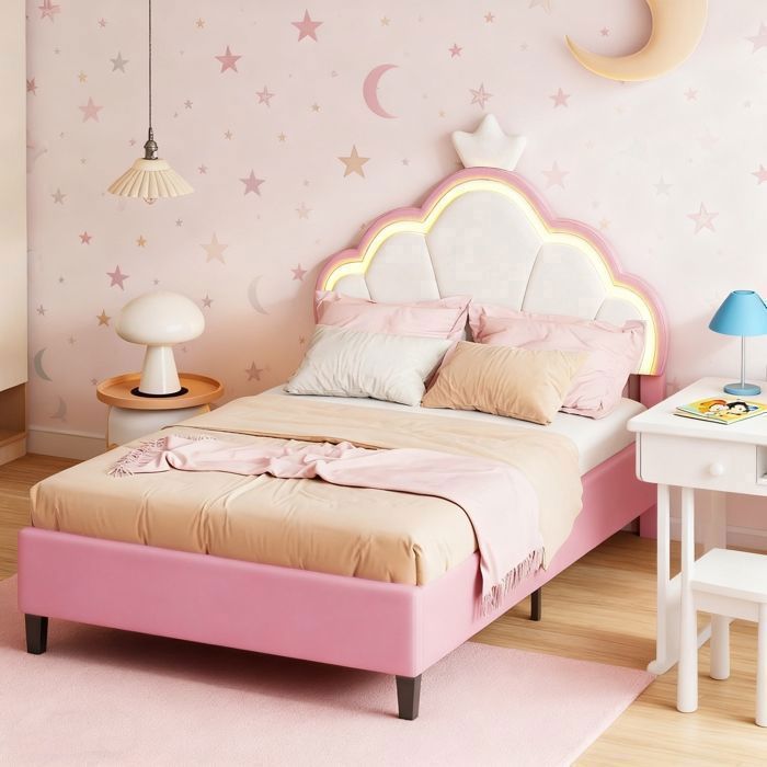 Lit enfant, lit file 90 x 200 avec sommier, Lit simple, lit princesse ...