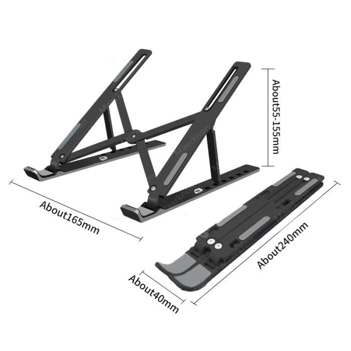 Noir - Support ergonomique réglable pour ordinateur portable, support ...
