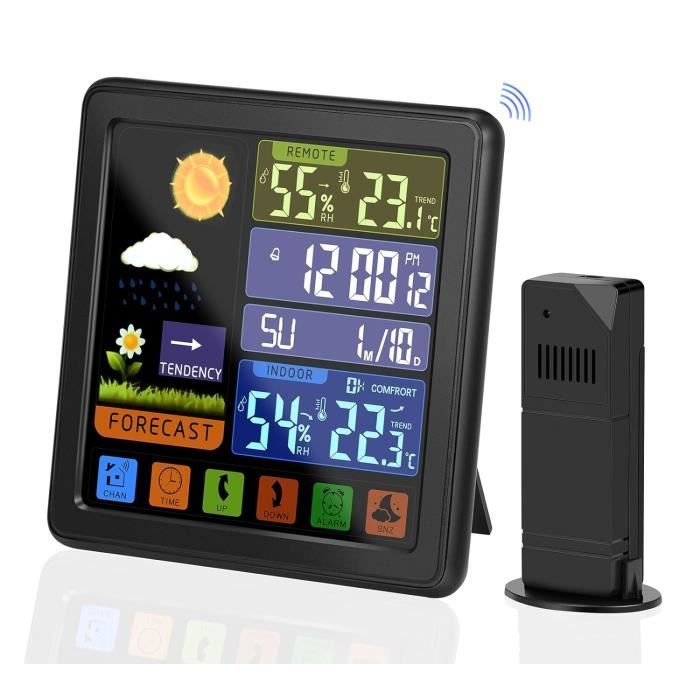 Station Météo Sans Fil Avec Capteur Extérieur Thermomètre Et Hygromètre Numérique Intérieur ...
