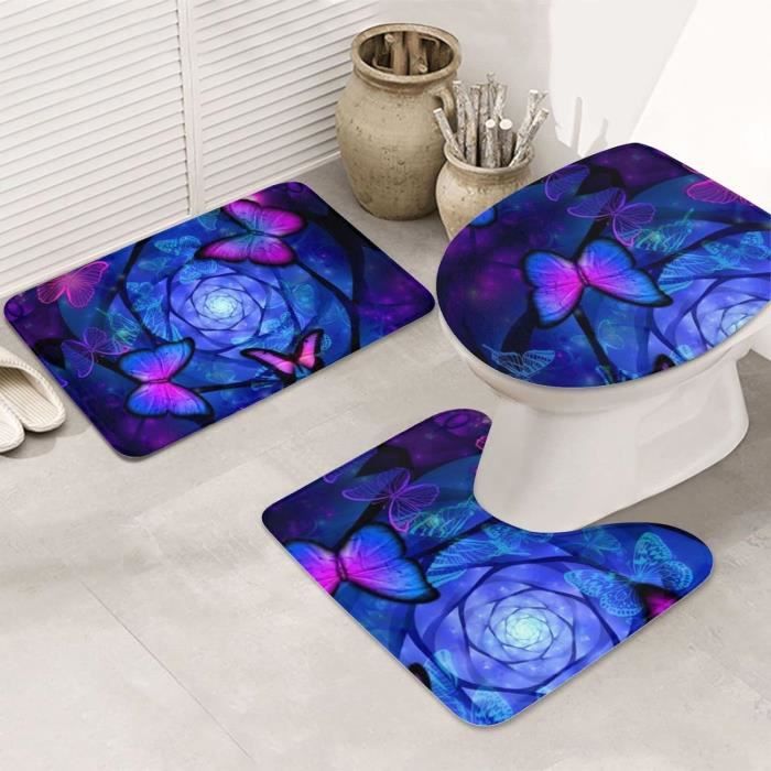 Lot De 3 Tapis Antidérapants Pour Salle De Bain Motif Papillon[n7050 ...