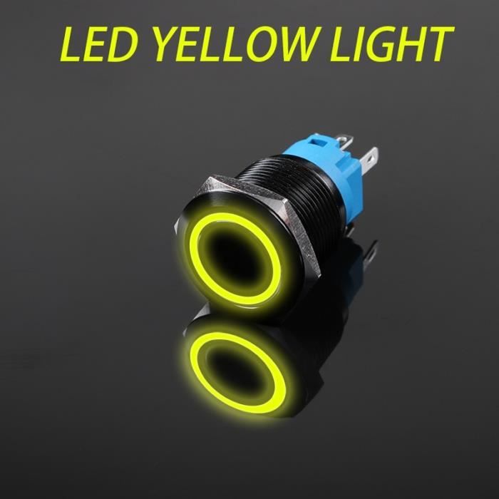 Feu jaune 3-6V(5V) 16mm Fixe autobloquant Interrupteur à bouton ...