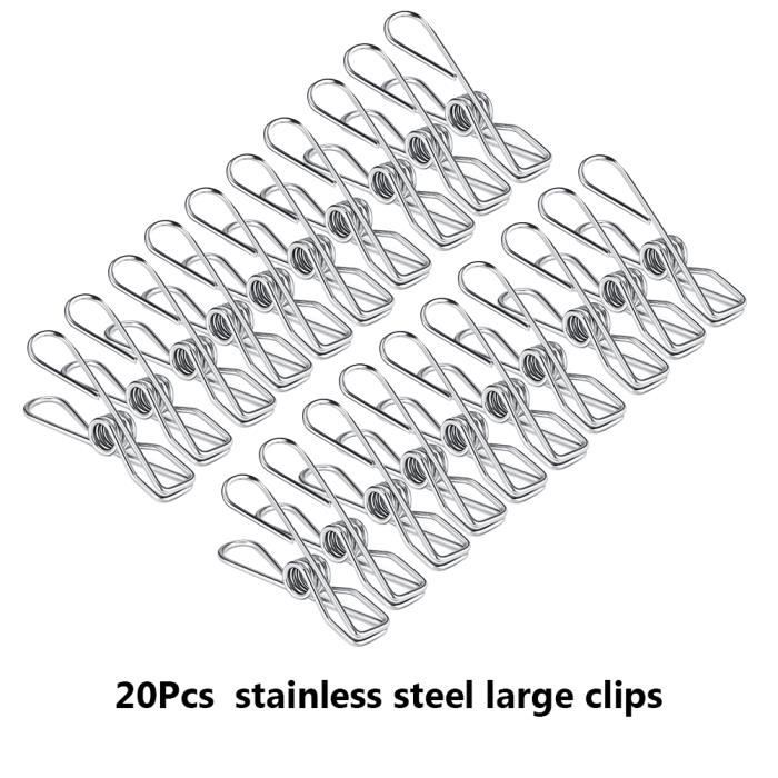 Pince à linge,Pinces à linge en acier inoxydable 65x14mm, pinces à ...