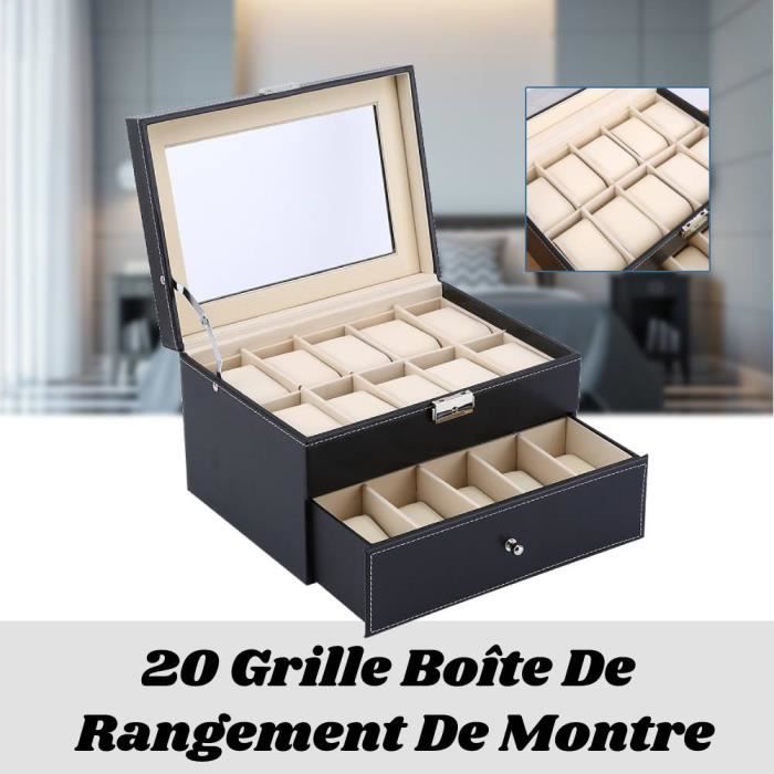 VAG Présentoir Coffret Boîte à Montre de rangement 20 grilles avec ...
