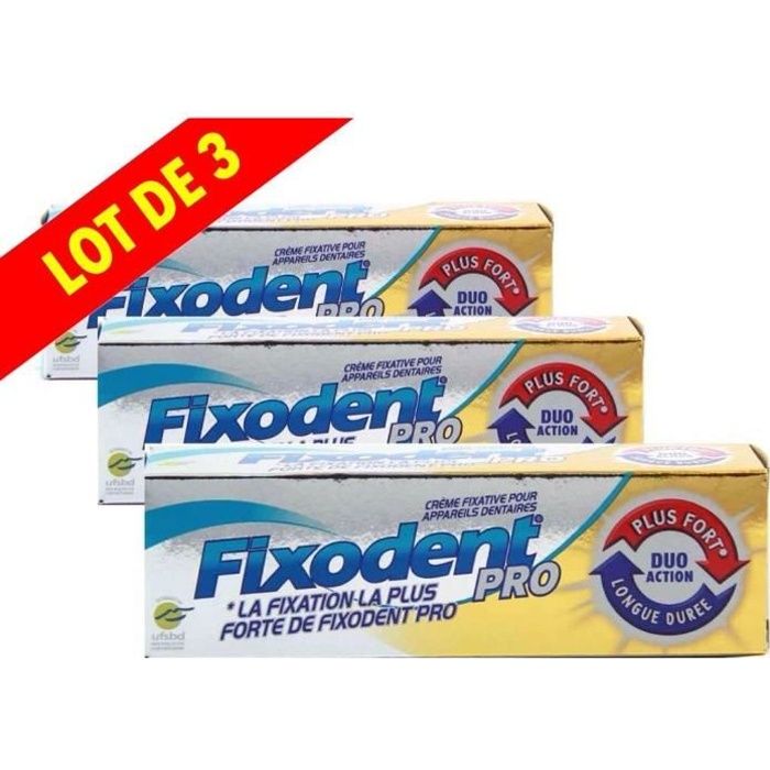 Fixodent - Fixodent Pro - Duo Action - Longue Durée - Plus Fort - Lot ...