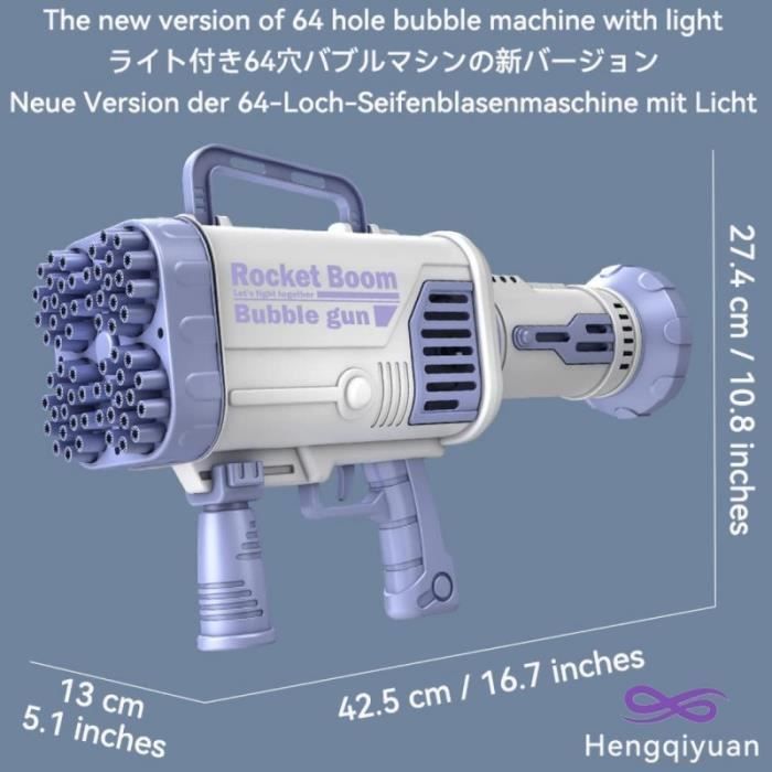 FS70733 Bazooka Bubble Machine 64 Trous Bubble Launcher Handheld ...