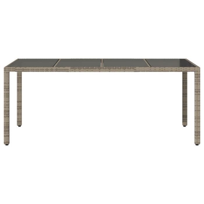 GAR Table de jardin dessus en verre Gris 190x90x75cm Résine tressée ...
