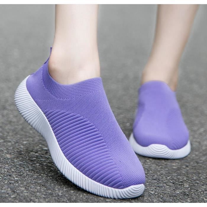 Baskets vulcanisées pour femmes - ECELEN - Violet - Textile - Lacets ...