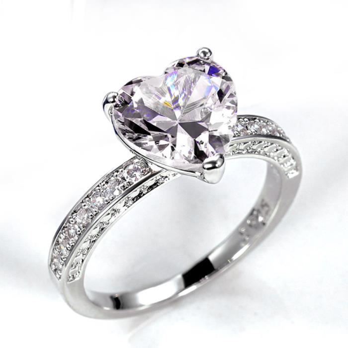 Bague Coeur Pour Femme - Bague De Fete De Mariage En Zircone Cubique ...