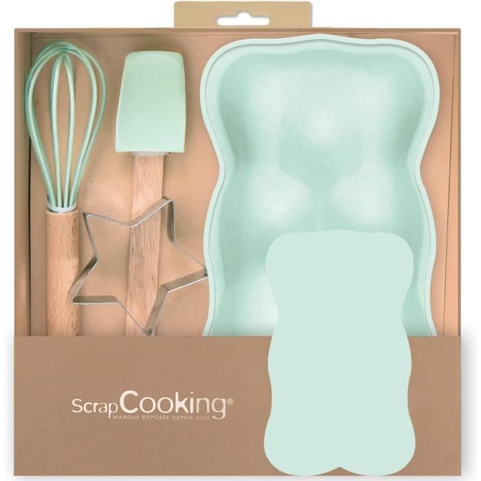 Scrapcooking Kit Pâtisserie Enfant Ourson Coffret Cadeau 4 Ustensiles : Fouet, Cuillère, Moule ...