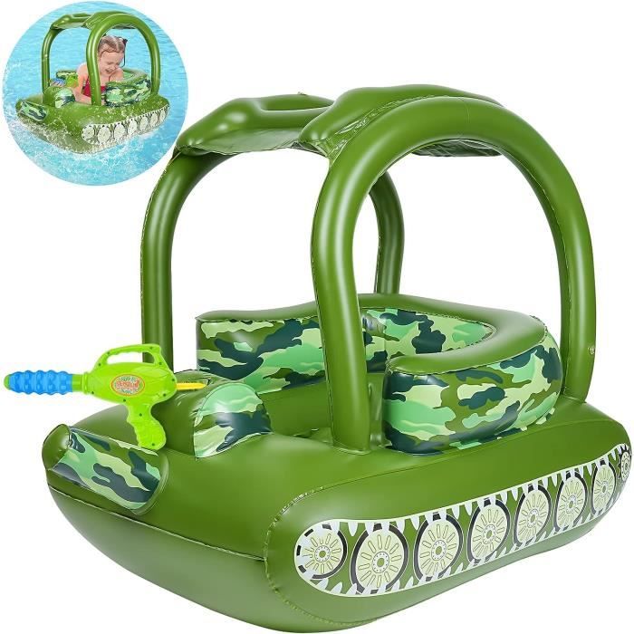 Zerotop Flotteur de Natation pour Bébé, Siège de Bain Gonflable pour Bébé avec Auvent et Dos de ...