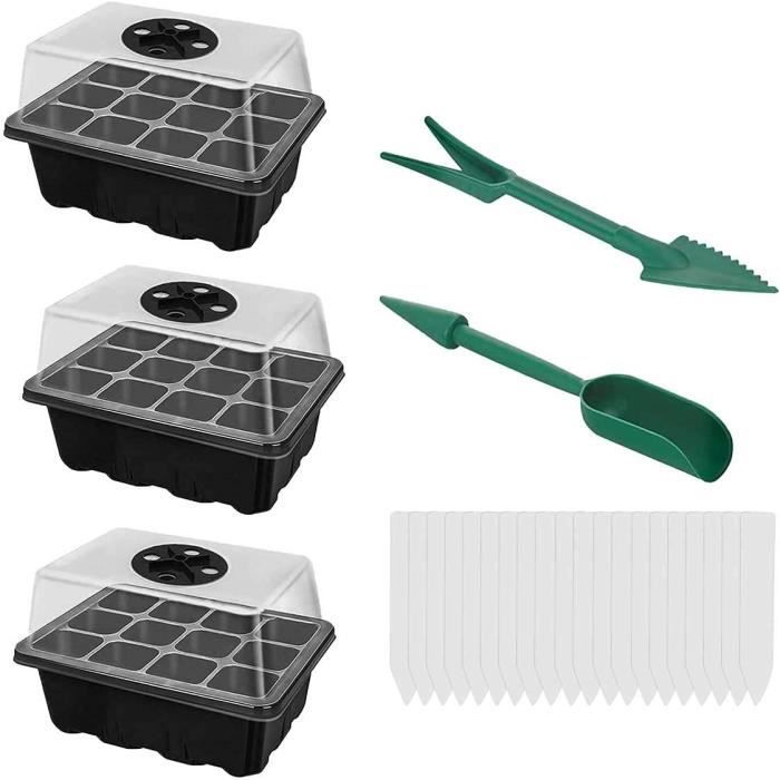 Kit de Démarrage pour Plantes, Lot de 3 Bac à semis, Mini Serre pour ...
