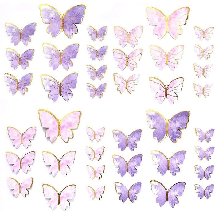Décoration de gâteau papillon - YSTP - 40 pièces - Rose et violet ...