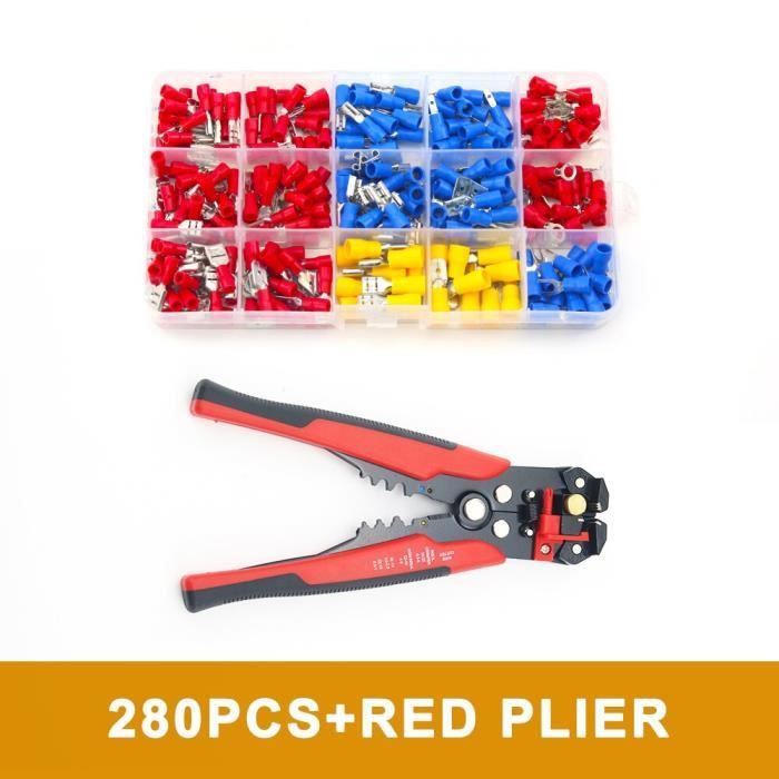 COSSE ELECTRIQUE,280PCS Red Plier--Connecteur de câble isolé, fil électrique, assortiment de ...