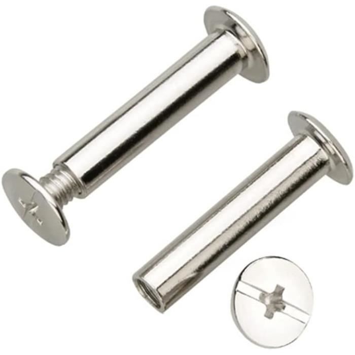 Chicago Vis de Reliure à Vis Nickelée Rivets à Tête Plate M5x100mm (6 ...