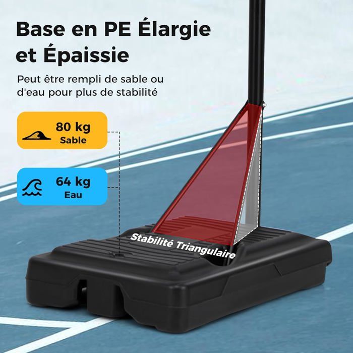 GOPLUS Panier de Basket Mobile, Hauteur Réglable (270-320CM) avec Base ...