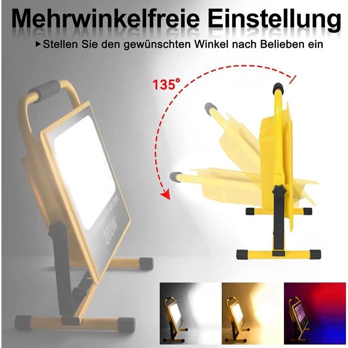 Projecteur de chantier à LED avec support et flash d'avertissement ...