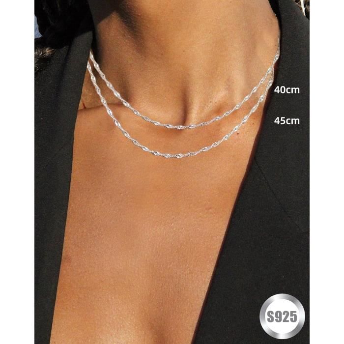 Collier Argent 925 Femme Fille Chaine Argent Colliers Sans Pendentif ...