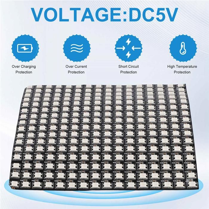 Panneau de Matrice LED RVB WS2812 Adressable Individuellement Flexible ...