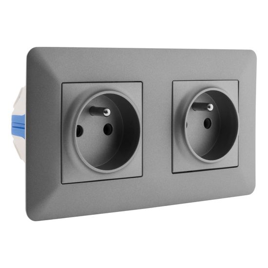 Prise double 2P+T Titanium - Artezo - Zenitech - Cdiscount Bricolage
