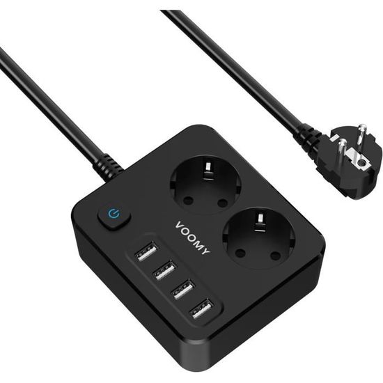 Multiprise 6 en 1 avec USB, Bloc Multiprise 2 Prises et 4 Ports USB ...