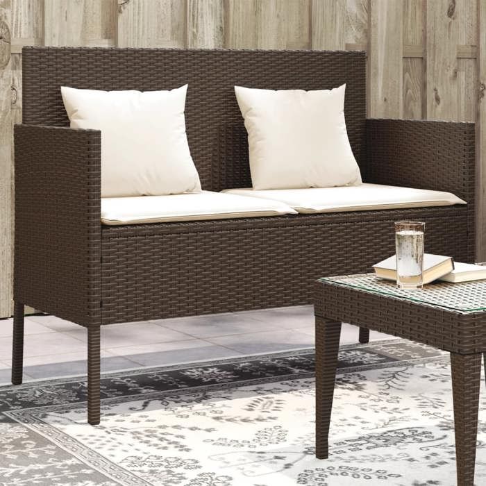 COZY Banc de patio/ Banc de jardin avec coussins - MVS - marron ...