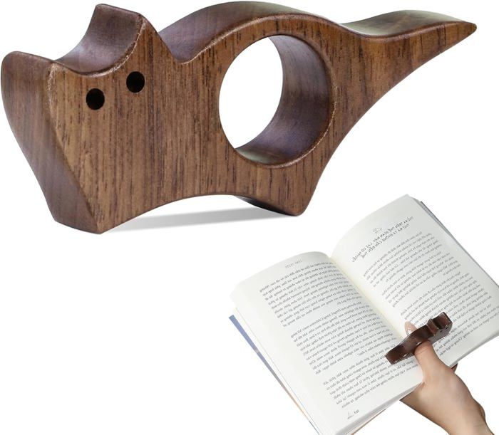 Chat Bague de Lecture,Porte Page de Livre en Bois Lisse,Accessoire ...