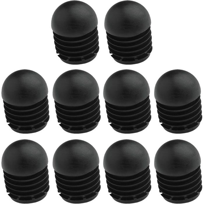 10 x Round Tube Chair Stopper with Non-Slip Ends Black Furniture Feet ...