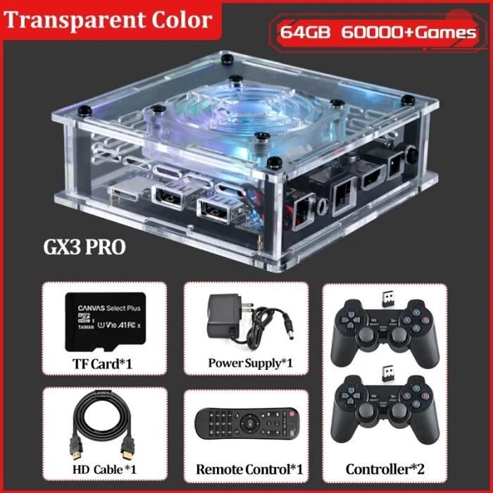 Blanc sans fil 64 Go - Console de jeu vidéo rétro Wi-Fi GX3 PRO, avec ...