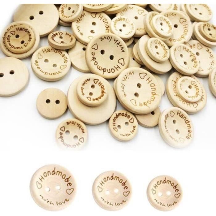 Bouton En Bois, Ronde Boutons En Bois, Mixte Taille Bouton Bois, 150 ...