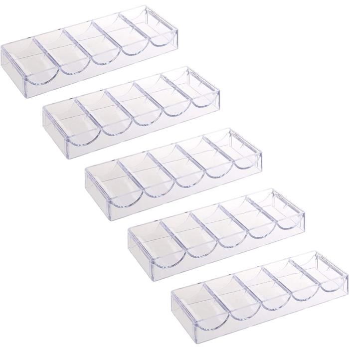 POFET Lot de 5 plateaux en acrylique pour 100 jetons de poker - 20,5 x ...