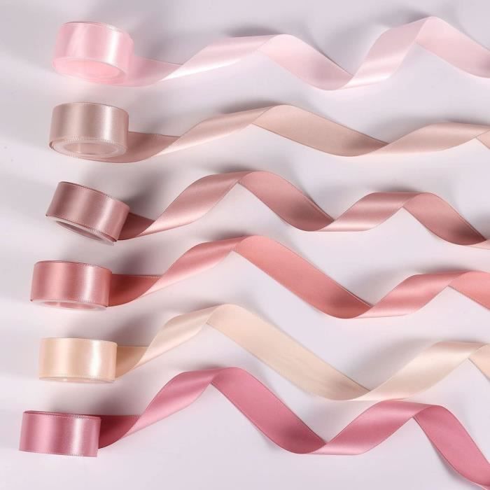 6 Rouleaux Ruban Satin pour Bouquet de Fleurs, 25mm x 4,6m Double Face ...