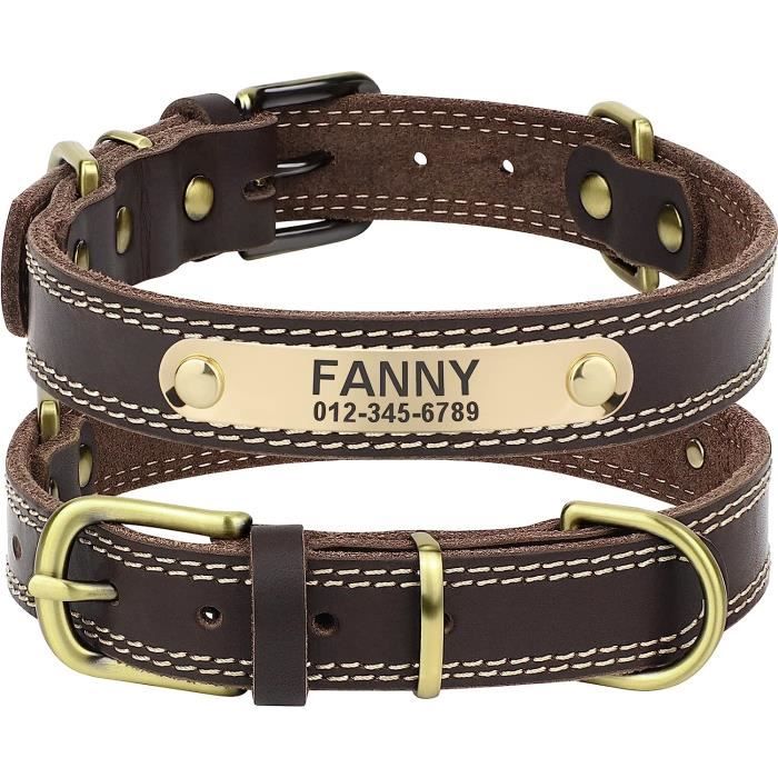 Collier Chien Cuir Personnalisé Prénom, Colliers Pour Chiens ...