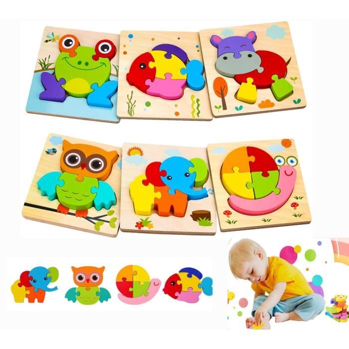 Puzzle en Bois Enfant 6PCS Jouet Montessori Puzzles Jouet Bébé Jouets ...