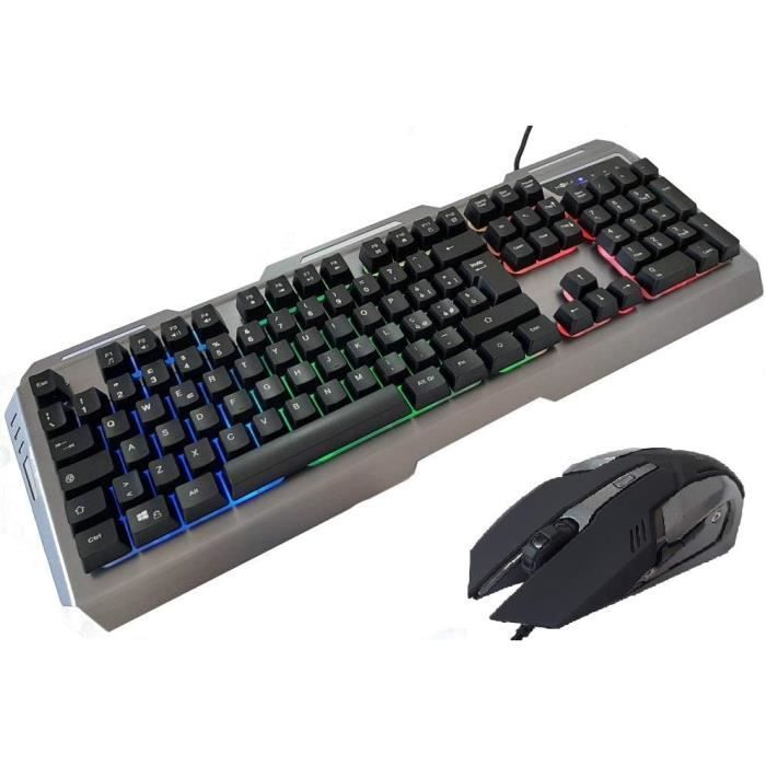 Kit Clavier Et Souris Gaming Km-G1 En Métal Rgb Et Aluminium Rétro ...