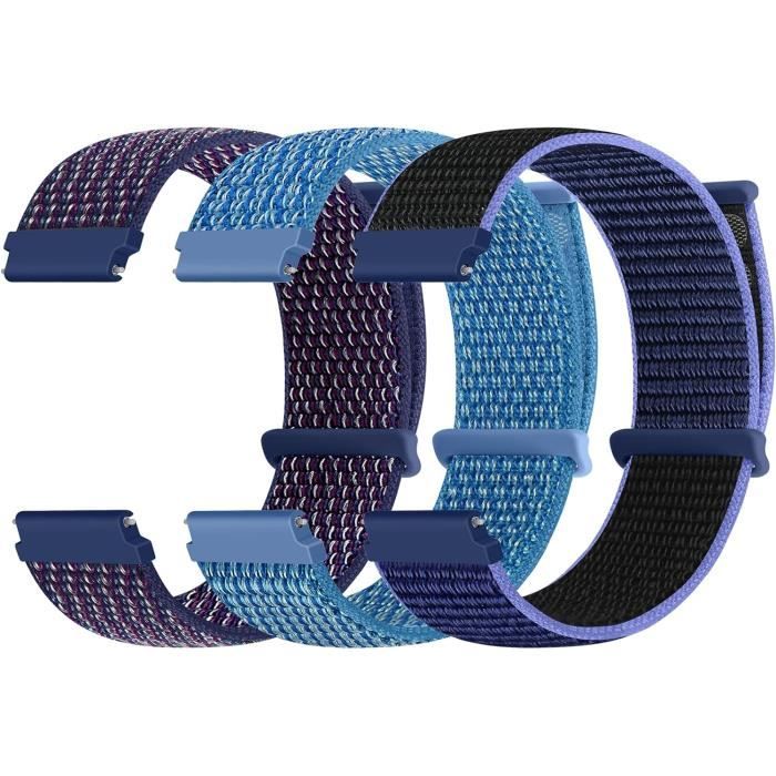 Lot De 3 Bracelets En Nylon - 18 Mm, 20 Mm, 22 Mm - Fermeture Rapide - Sport Loop - Réglable Et ...
